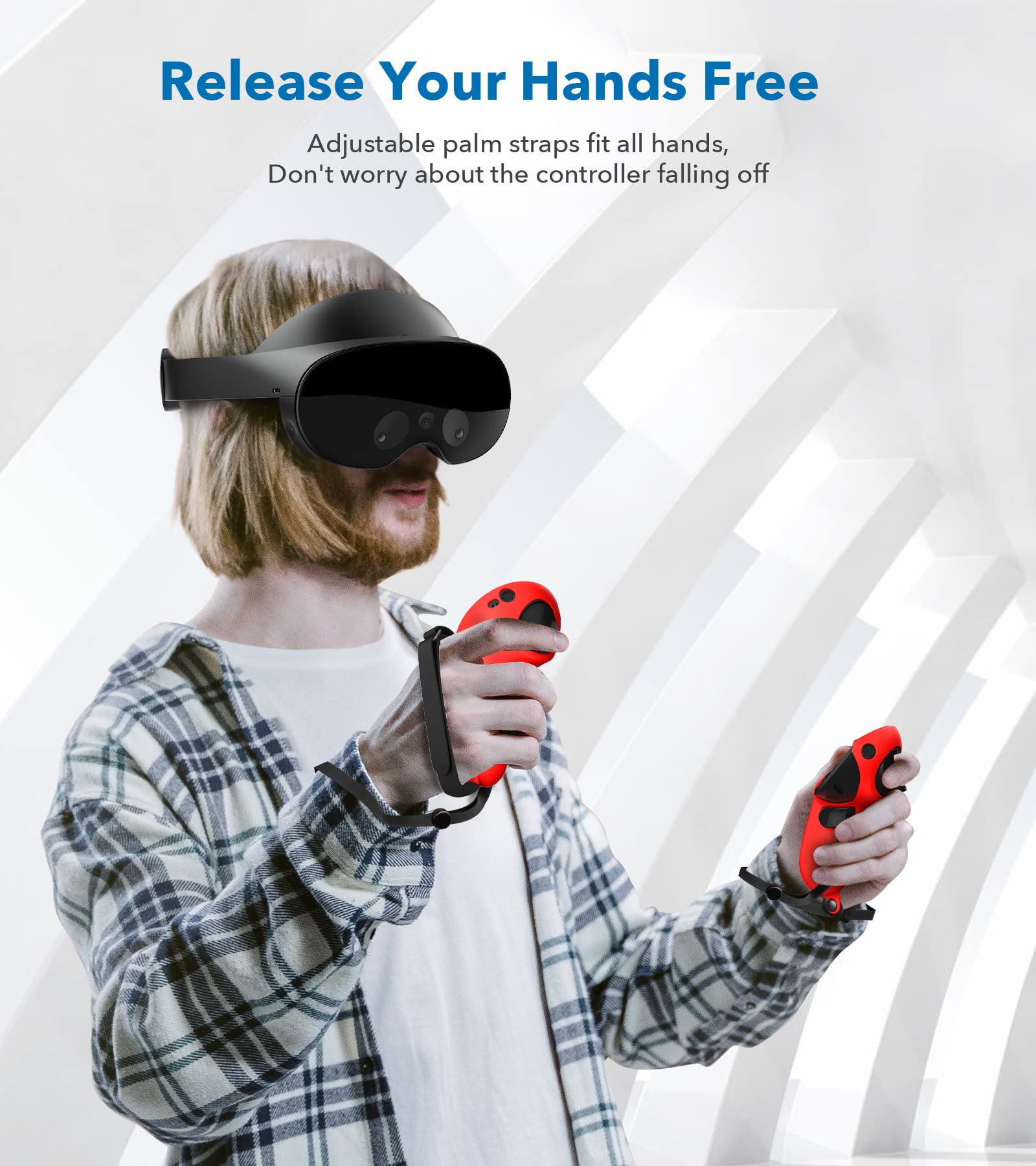 YRXVW Controller Grips Cover for Meta/Oculus Quest Pro, Silicone Hand Touch Grips Unibody Design with Adjustable Knuckle Strap Compatible with Quest Pro Accessories (Red)