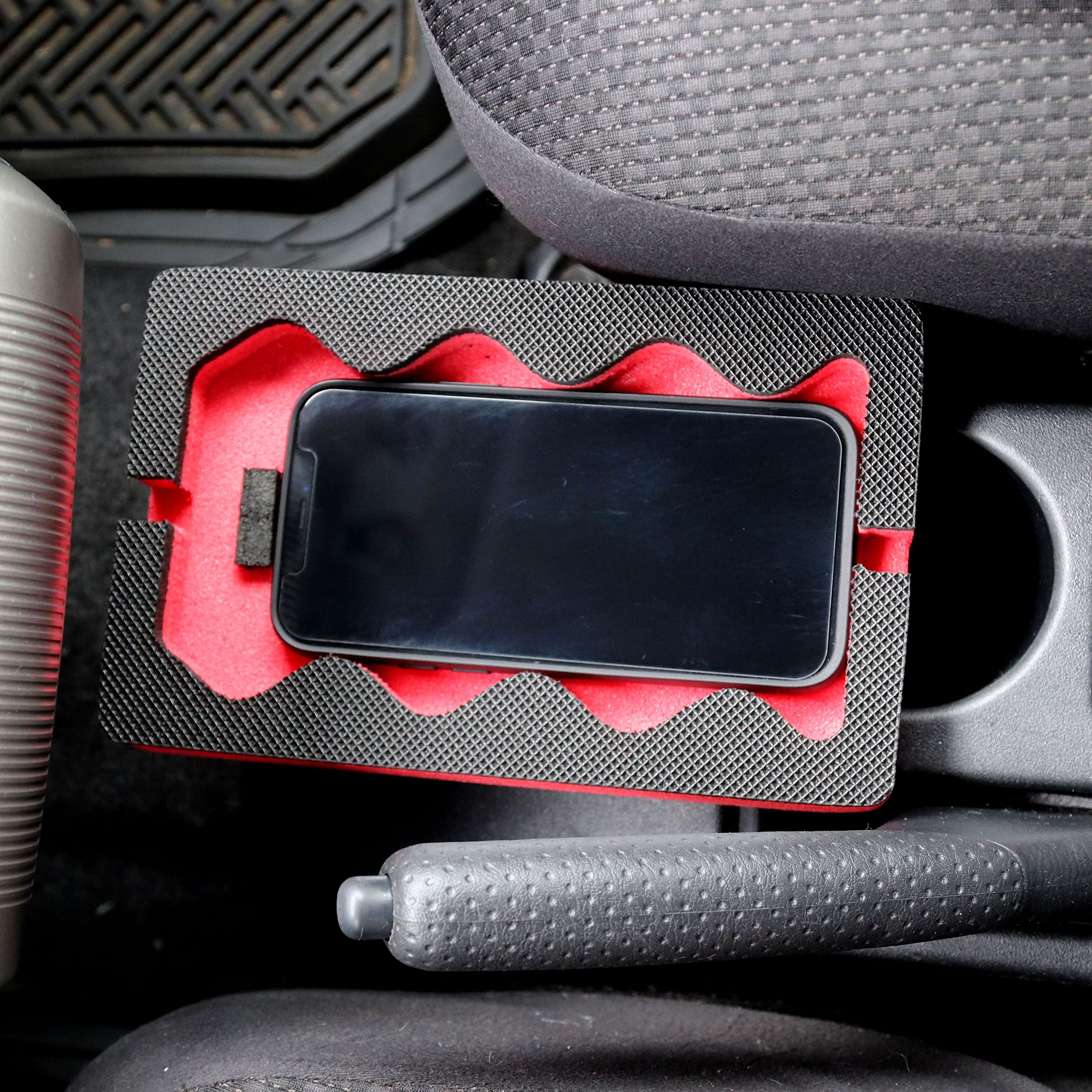 Polar Whale Car Phone Holder and Storage Tray Cup Insert Modern Style Universal Expander Extender Holds Small Items Organizer Red and Black High Density Foam