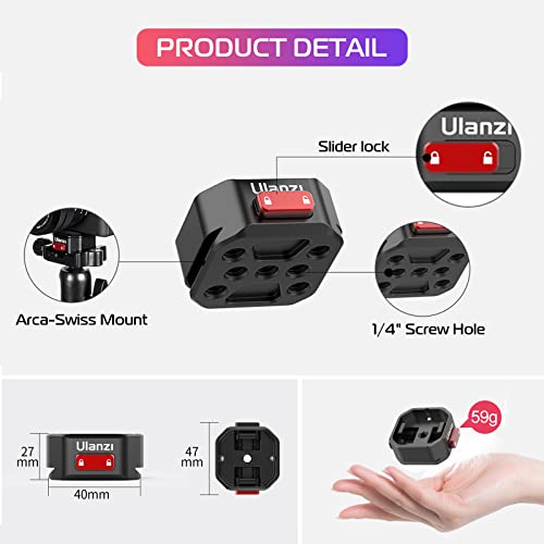 ULANZI Claw Quick Release Base Mount Upgraded Version Tripod QR Camera Mount Adapter Suitable for Tripod(Only Base Mount)