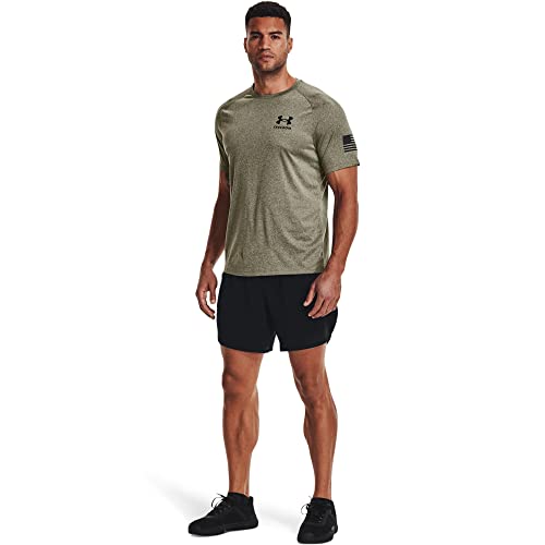 Under Armour Men's Freedom Tech Short Sleeve T-Shirt, (392) Marine OD Green Light Heather / / Black, Large