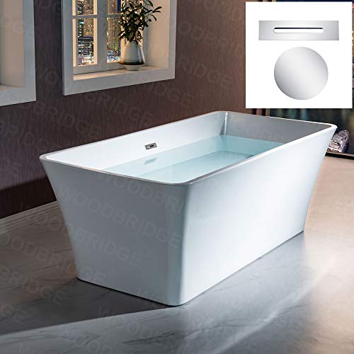 WOODBRIDGE 67" Acrylic Freestanding Bathtub Contemporary Soaking White Tub with Chrome Overflow and Drain๏ผBTS1609 -C-Drain &O
