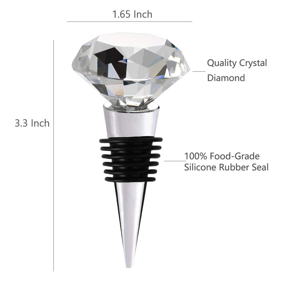 Wine Stoppers, Decorative Crystal Diamond Wine Bottle Stoppers with Gift Box Beverage Reusable Wine Corks Plug Keep Fresh Set of 3 Diamonds
