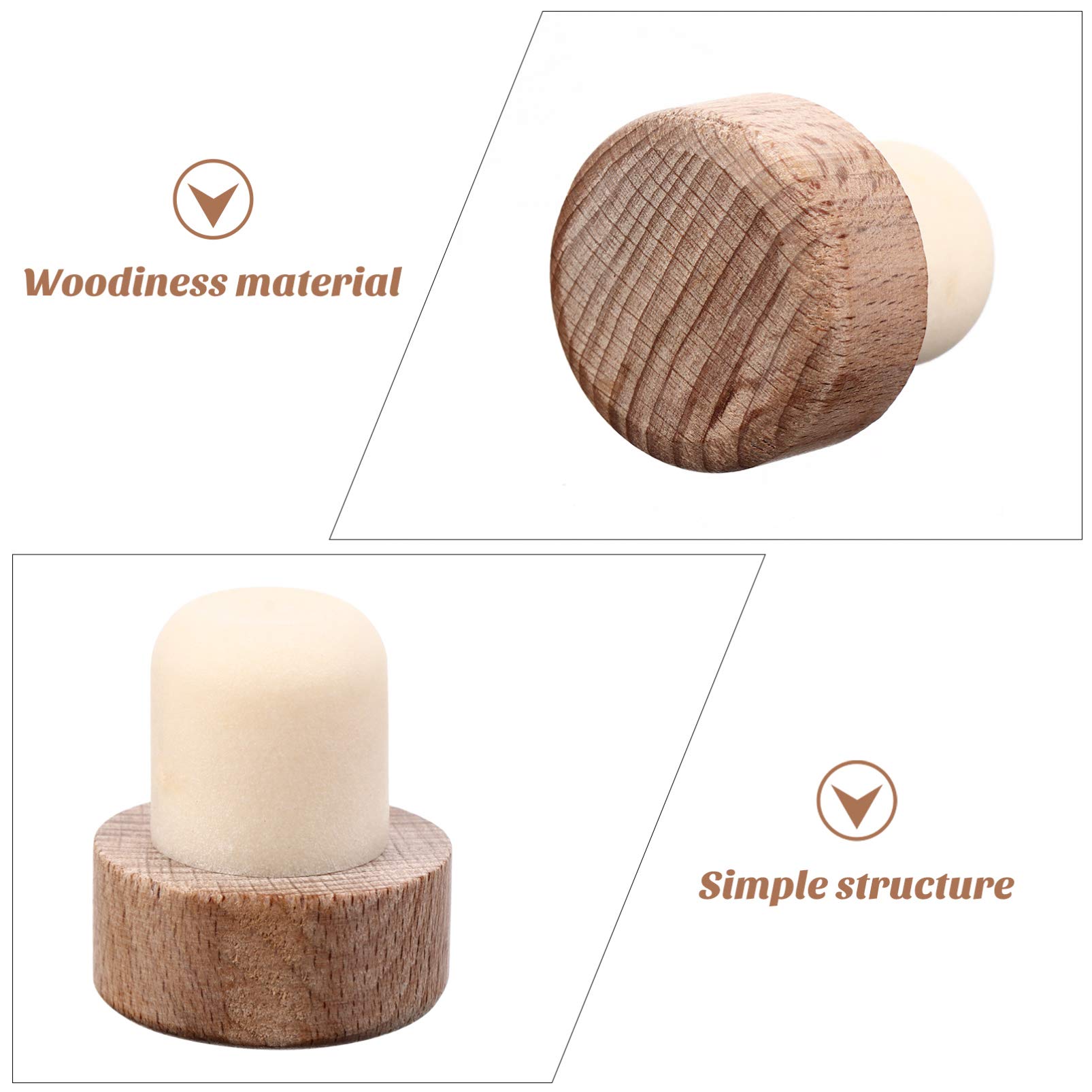 Wine Bottle Stopper 6 Pcs- Natural Soft Wooden Wine Stoppers for Wine Bottles- T Shaped Wine Corks Replacement Corks for Wine Beer Bottle, Glass Bottles, DIY Craft wine saver wine bottle stopper