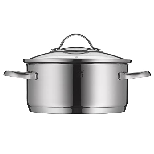 WMF Pot Ø 20 cm Approx. 2.5L Provence Plus Pouring Rim Glass Lid Cromargan Stainless Steel Polished Suitable for Induction Hobs Dishwasher-Safe