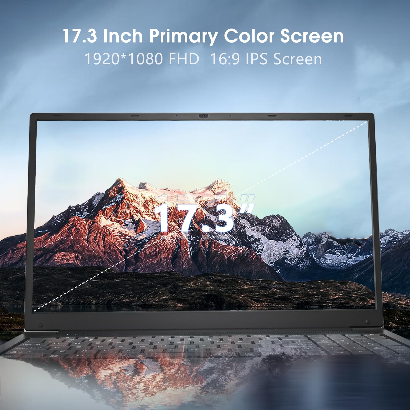 SGIN 17 Inch Laptop, Laptops 4GB RAM 128GB SSD with IPS Display, Intel Celeron Quad-Core Processor(Up to 2.5GHz), Mini HDMI, Webcam, Wi-Fi, 512GB Expansion