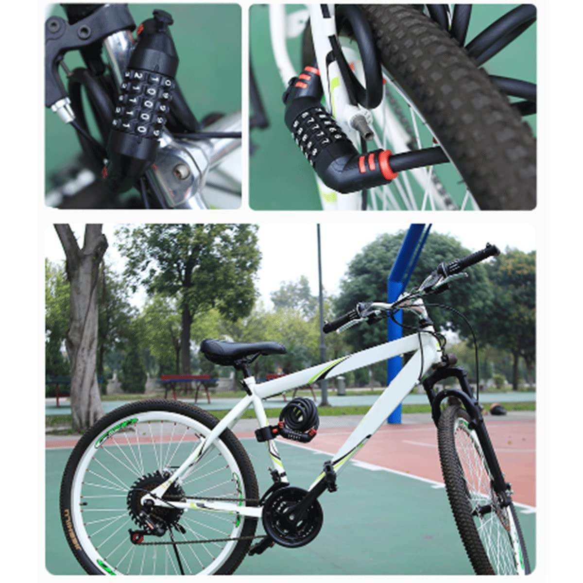 UFFD Bike Lock Cable, Heavy Duty 5-Digit Self Coiling Resettable Combination Code, Bicycle Chain Flexible Steel Security Cable Lock with Bike Mount Holder (Color : Blue, Size : 1.5m)