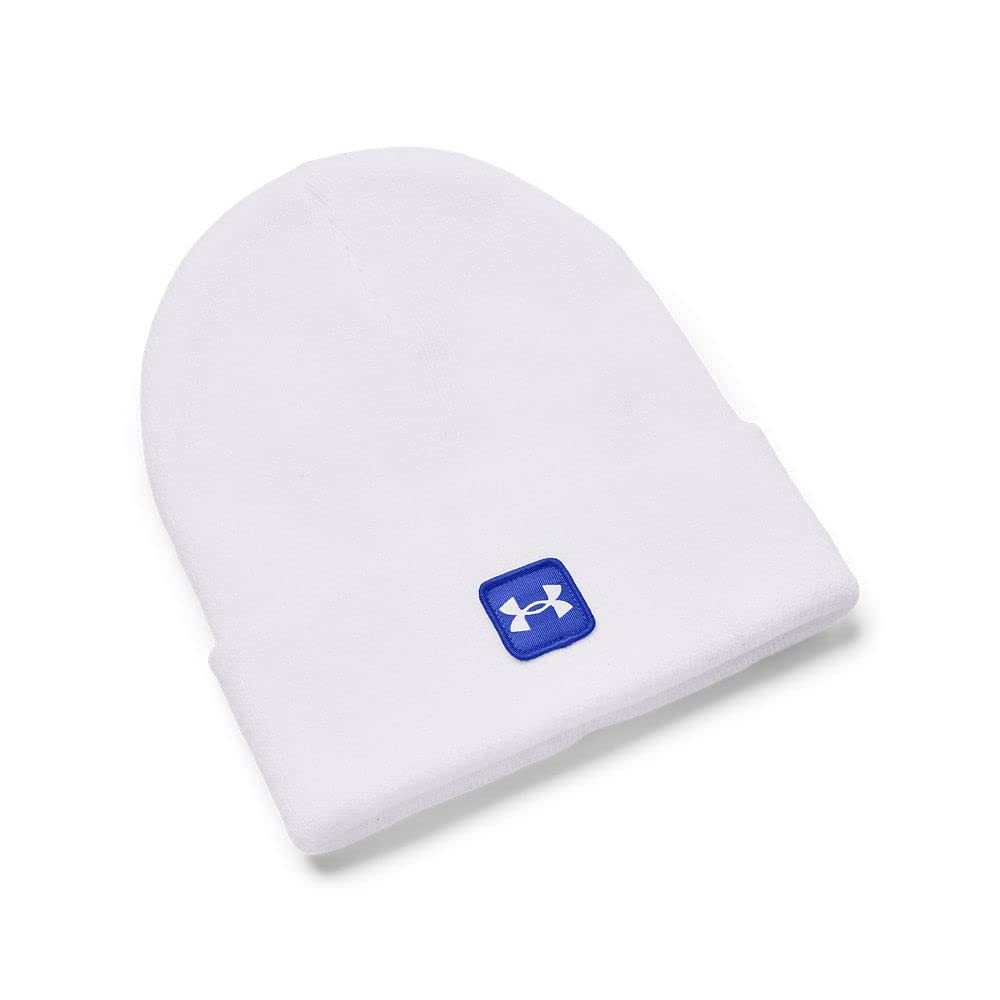 Under Armour Unisex Halftime Cuff Beanie , (100) White / Versa Blue / White , One Size Fits All