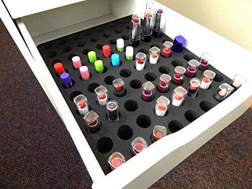 Polar Whale Lipstick Drawer Organizer Compatible with IKEA Alex Tray Washable Waterproof Insert for Home Bathroom Bedroom Office 11.5 x 14.5 x 2 Inches 80 Compartments Black