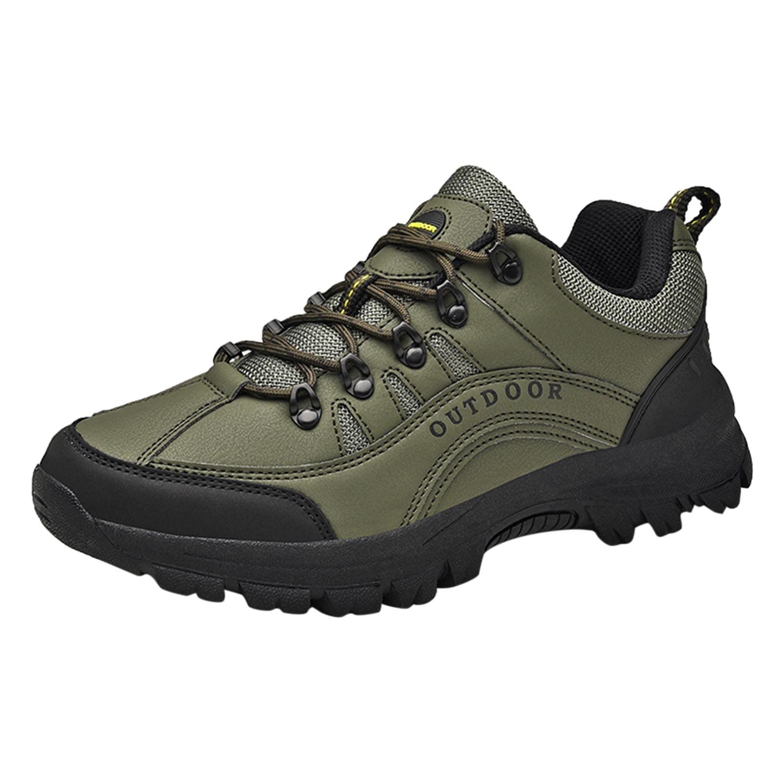 WASERCE Mens Winter Snow Hiking Boots Outdoor Warm Casual Ankle Boots Water Resistant Non-Slip (10,Army Green