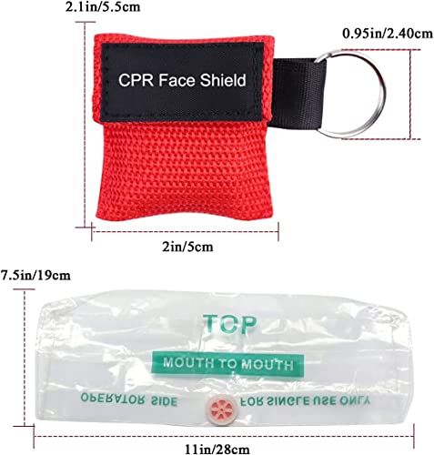 Yzpacc Set of 50 CPR Mask, Disposable CPR Shield Mask Emergency Mask Key Chain Ring ,with One-Way Valve Breathing Barrier for First Aid or AED Training (Colorful-50PCS)