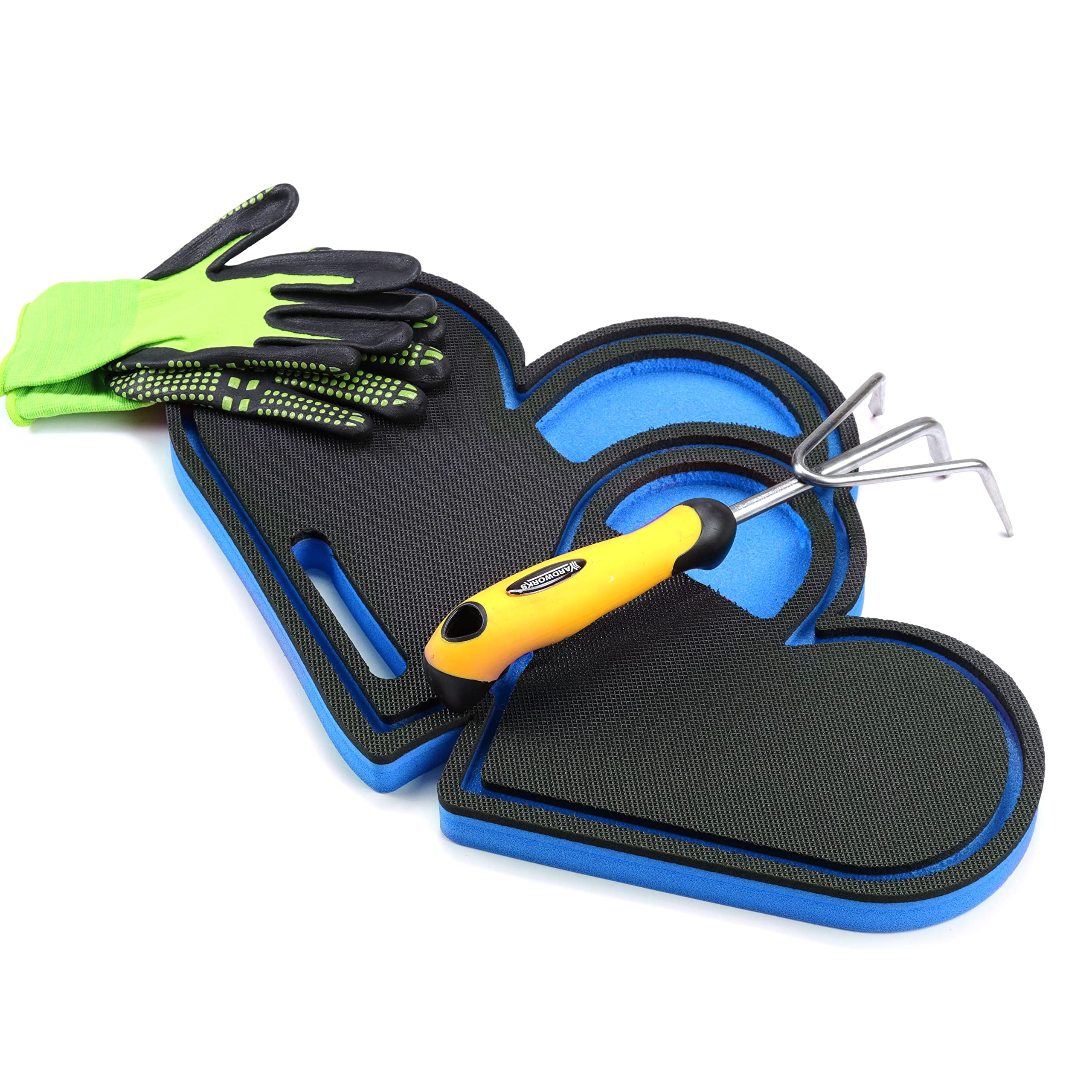 Polar Whale Portable Gardening Kneeling Pad Heart Shaped Blue and Black Knee Cushion with Tool Pocket for Home Work Automotive Workshop and More Durable Thick Comfortable High Density Waterproof Foam