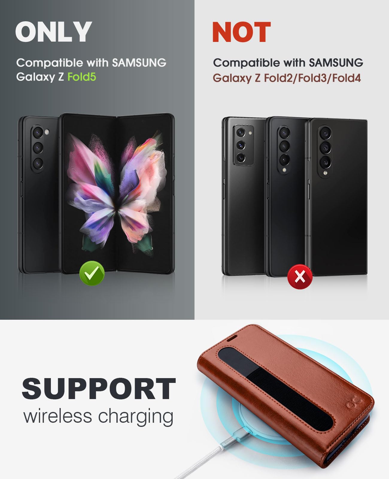 OCASE for Samsung Galaxy Z Fold 5 5G Wallet Case with S Pen Holder, [Updated Version] PU Leather Flip Folio, Card Slots, RFID Blocking, Kickstand, Phone Cover for Galaxy Z Fold5 2023-Brown