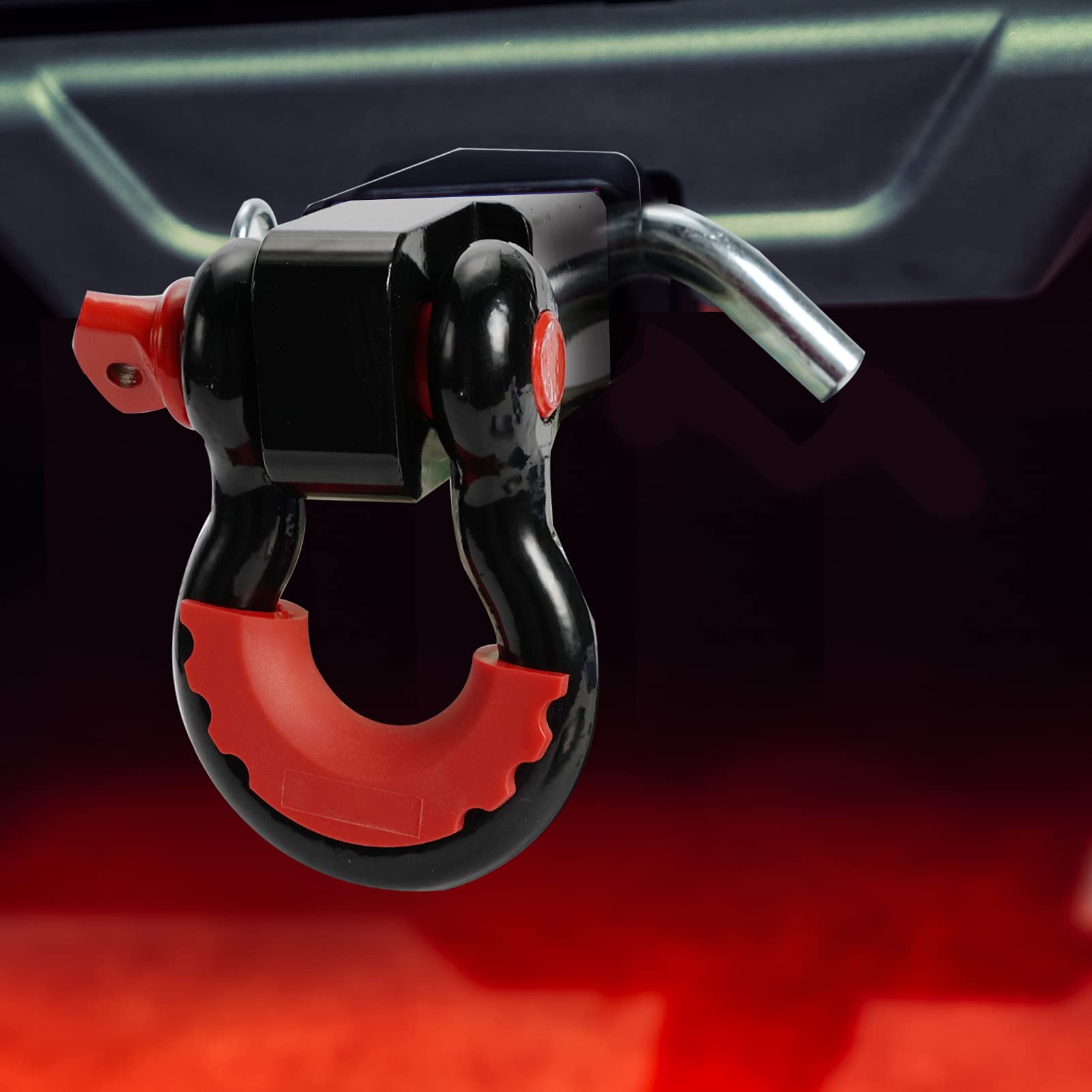 ORCISH 6 Recovery Shackle Block Assembly 2 INCH Double Hole Powder Coat RED - Hitch Receiver Block - Proudly Made in The USA with US Certified Materials - Includes Hitch pin and D-Ring