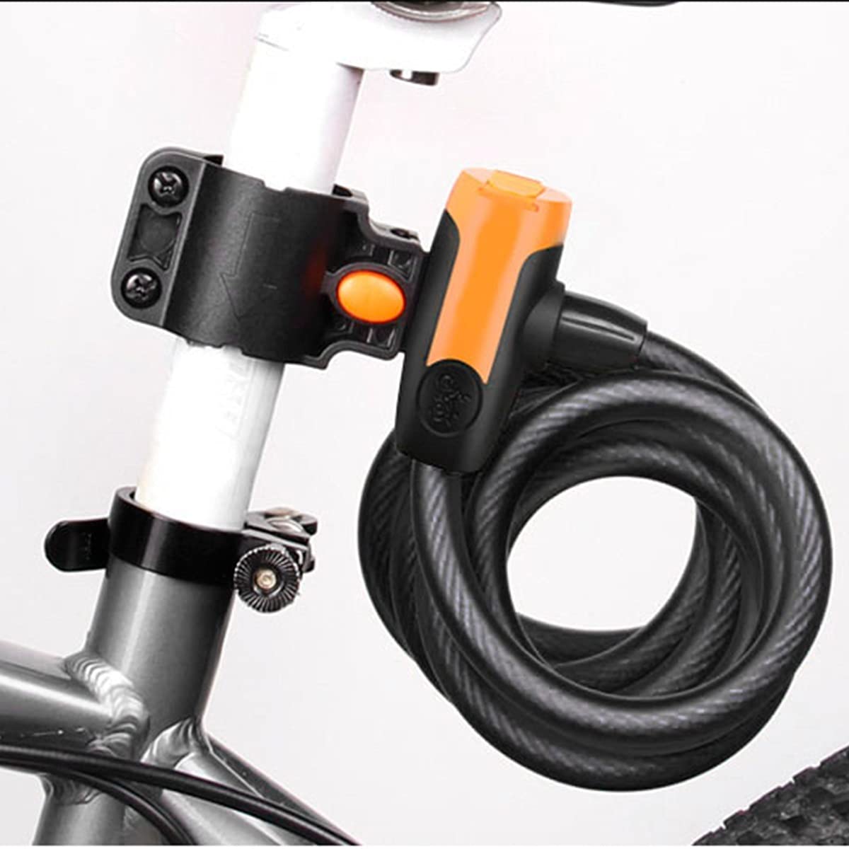 UFFD Bike Lock, Bike Locks Cable Lock Coiled Secure Keys Bike Cable Lock with Mounting Bracket (Color : BlackB, Size : 1.2mx4.83mm)