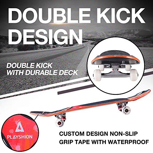 Playshion 31"x8" Complete Skateboard for Kids Adults Beginners Leaf