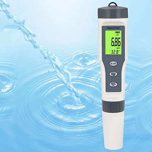 Water Quality Tester, Temp PH Meter ABS Backlight Portable Auto Calibration for Planting
