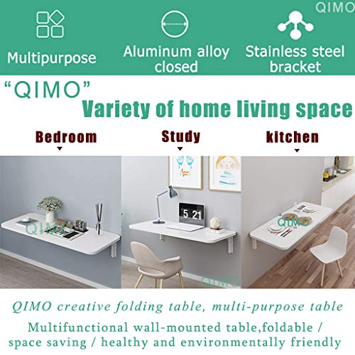 QIMO Fold Wall Mounted - Workbench Folding Table, for Home Office/Laundry Room/Home Bar/Kitchen & Dining Room,White