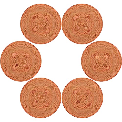 Topotdor 15 Inch Round Placemats Stain Resistant Anti-Skid Washable Polyproplene Table Mats Placemats(Multicolor Red, Set of 6)
