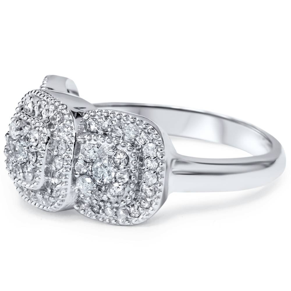 P3 POMPEII3 5/8ct 3-Stone Cushion Halo Vintage Diamond Engagement Ring 14K White Gold - Size 6.5