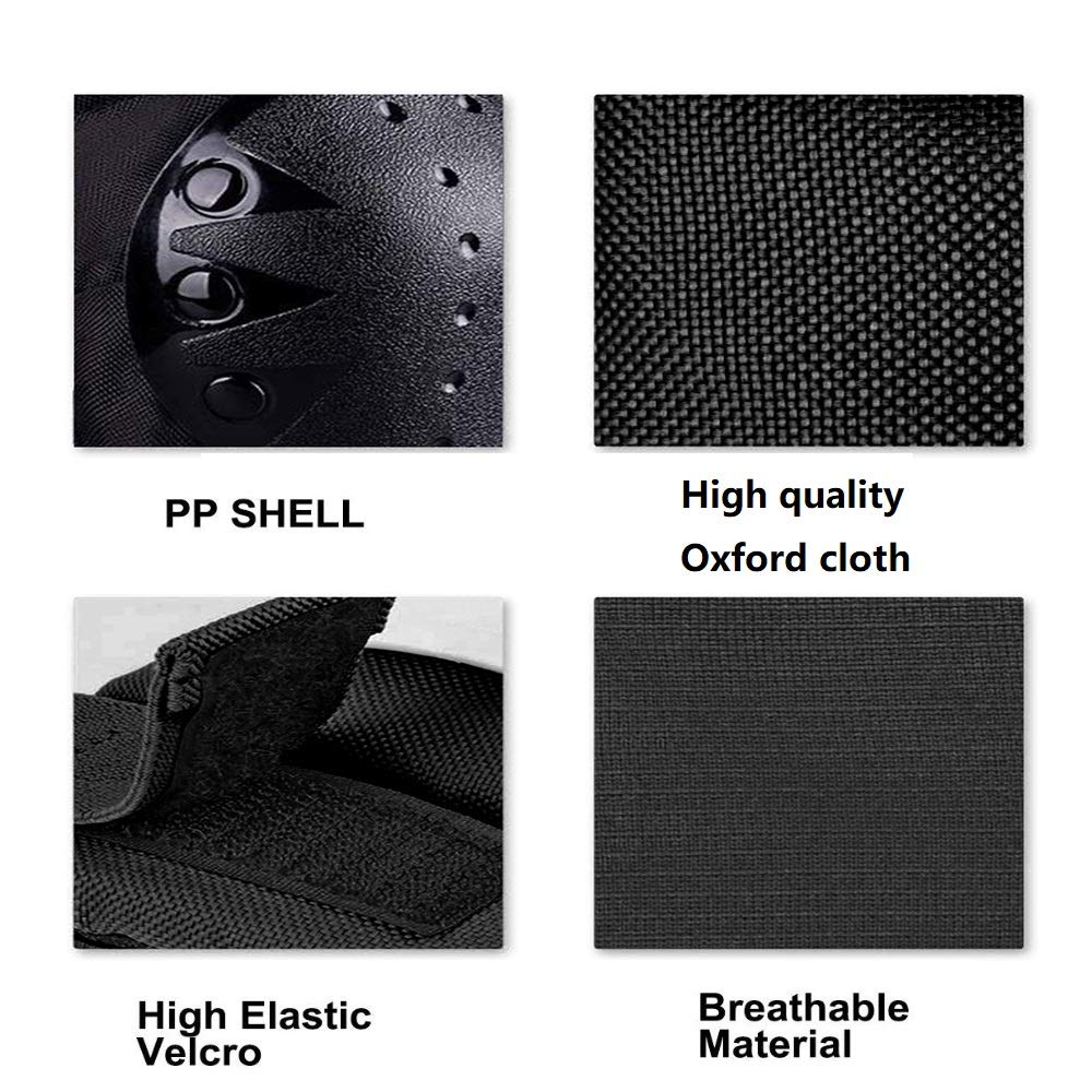 QiSa Adult/Child Knee Pads Elbow Pads Wrist Guards 3 in 1 Protective Gear Set for Skateboarding, Roller Skating, Rollerblading, Snowboarding, Cycling (BLACK, Large)