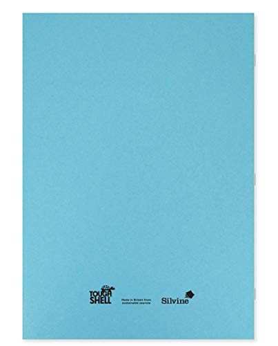 Silvine Tough Shell A4+ Exercise Book, 80 Pages 7mm Squares, Blue Laminated Cover [Pack of 50]