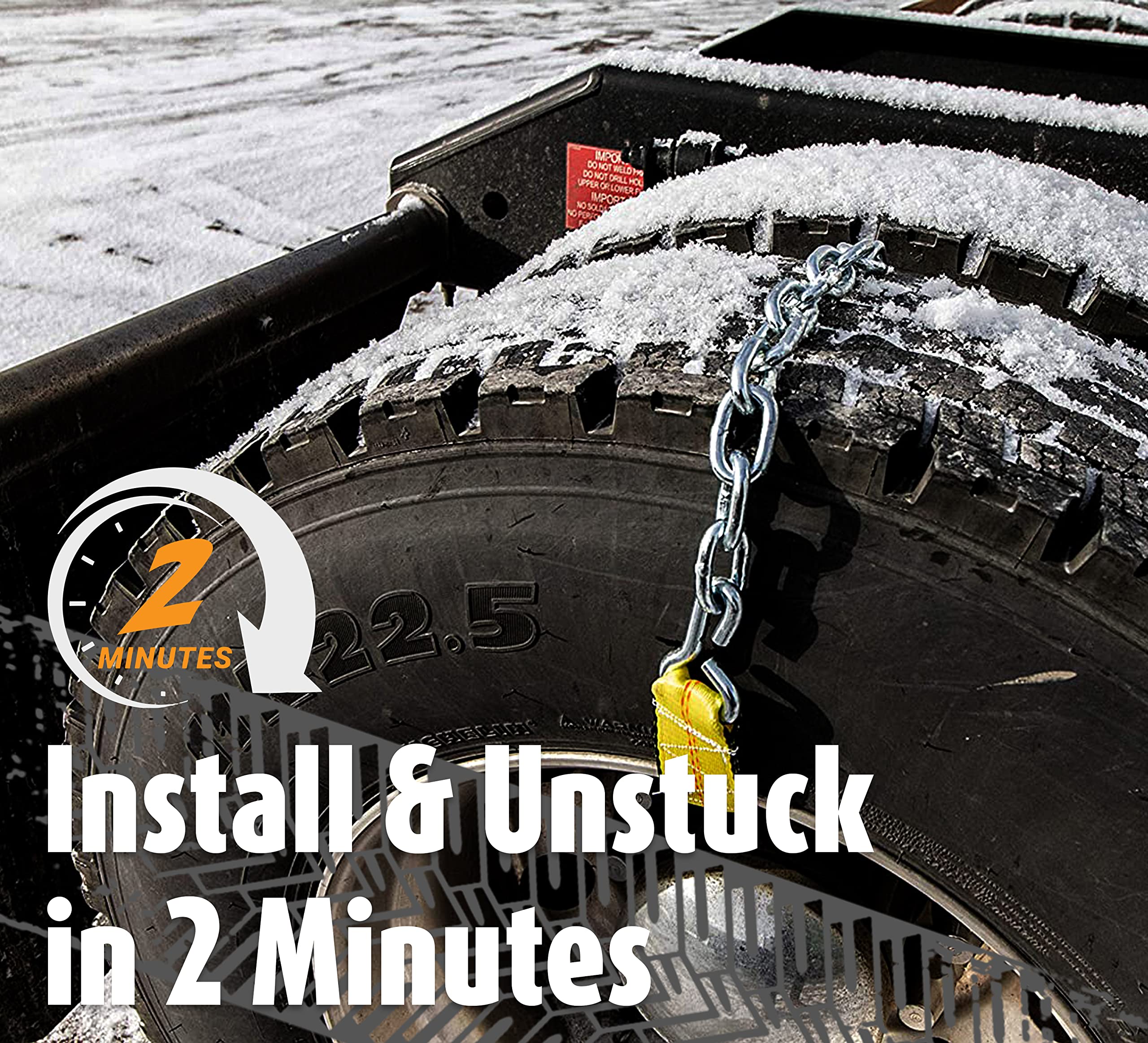 Offroad Snow Chains Alternative Traction Device For Semis & Large Trucks Easy Setup With Durable Strap & Chain Design A Perfect Truckers Gift & Long Haul Emergency Kit Addition 4 Piece Set