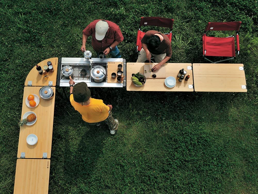 Snow Peak IGT Bamboo L Corner, CK-117TR, Designed in Japan, Laminated Bamboo, for Snow Peak Iron Grill Table System, Lifetime Product Guarantee