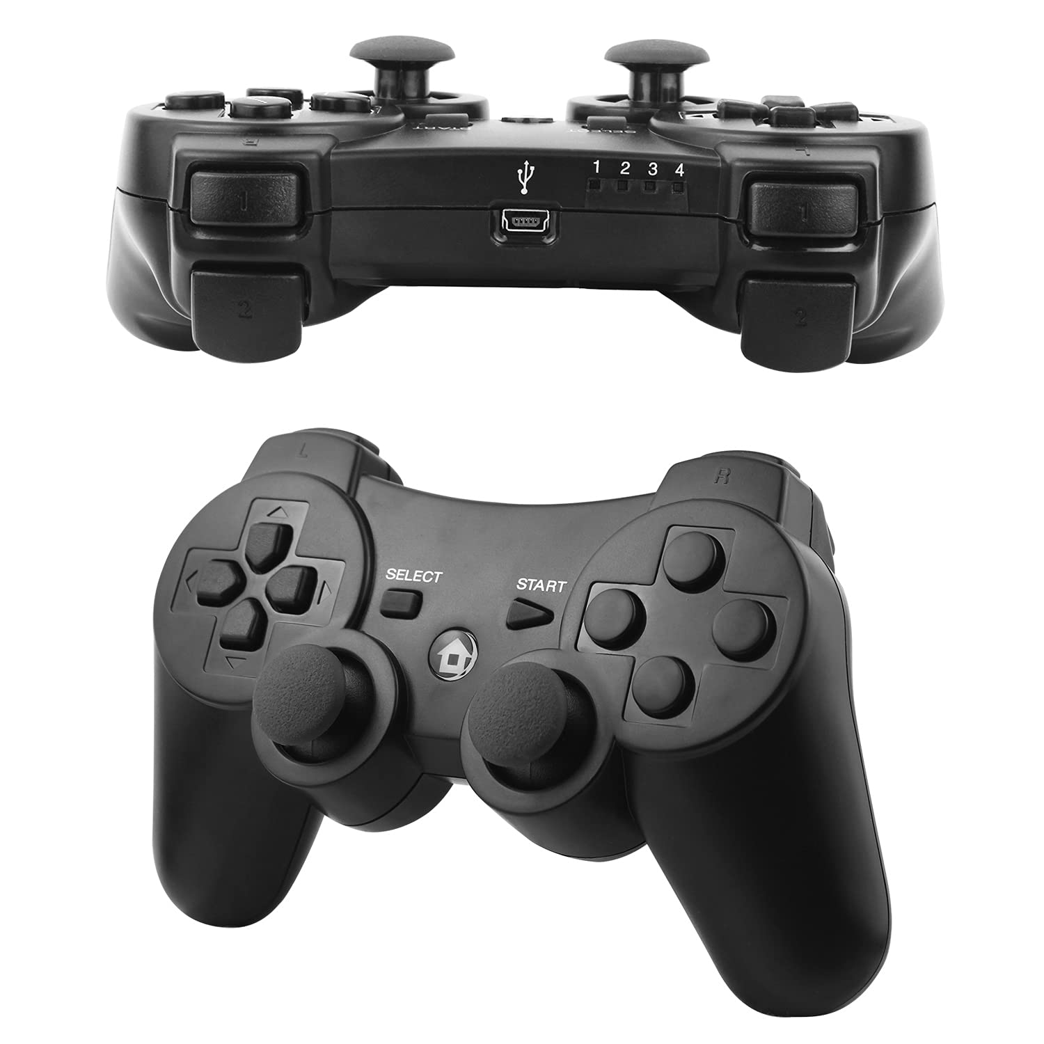 TOPSALE Wireless Controller Compatible with PS-3 Play-station 3, Wireless Bluetooth Joystick with Charger Cable Cord (Black)
