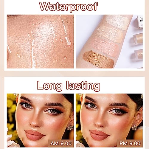 Rose Gold Liquid Illuminator For Face, Glow Highlighter Maekup, Waterproof Cream Liquid Luminizer, Lightweight Liquid Highlighter Stick, Moisturizing Body Glitter, Shimmer Body Highlighter For Cheek Eyes Lips Legs