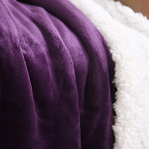 NANPIPER Sherpa Blanket Twin Thick Warm Blanket for Winter Bed Super Soft Fuzzy Flannel Fleece/Wool like Reversible Velvet Plush Blanket (Purple Twin Size 60"x80")