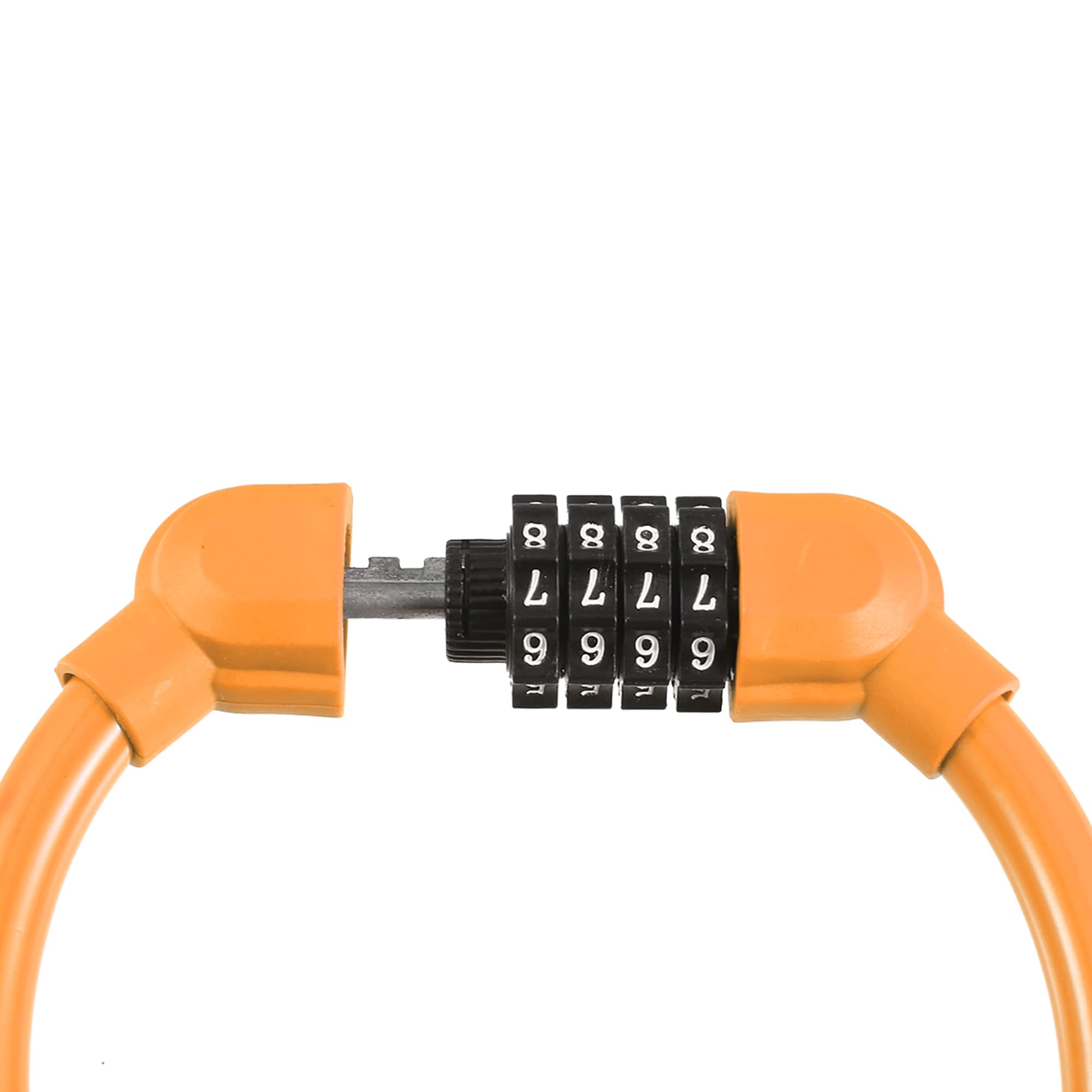 X AUTOHAUX 45cmx12mm Bike Locks Cable Portable 4 Digit Security Resettable Combination Bicycle Cable Lock Orange