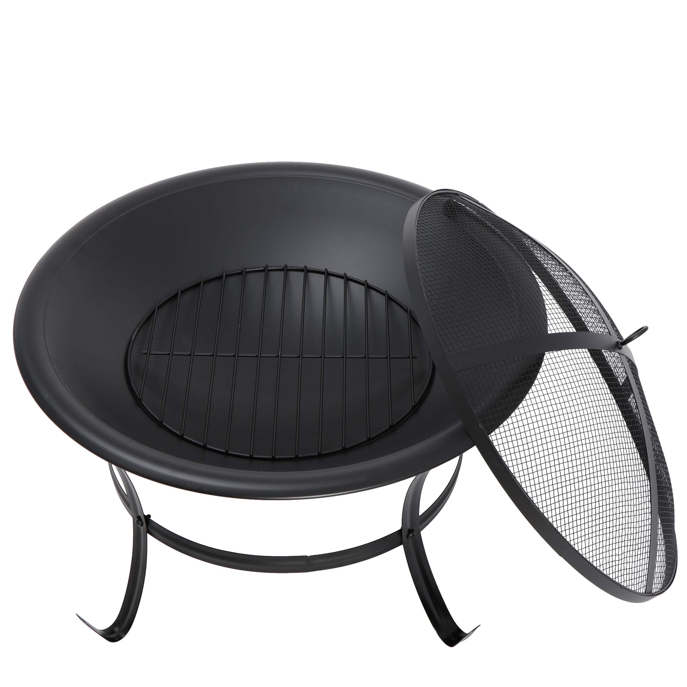 ZENY Fire Pit 22ββ Outdoor Fire Pits Wood Burning Patio Fire Bowl Firepit with BBQ Grill, Spark Screen and Fire Poker for Backyard Outside Camping Picnic Bonfires