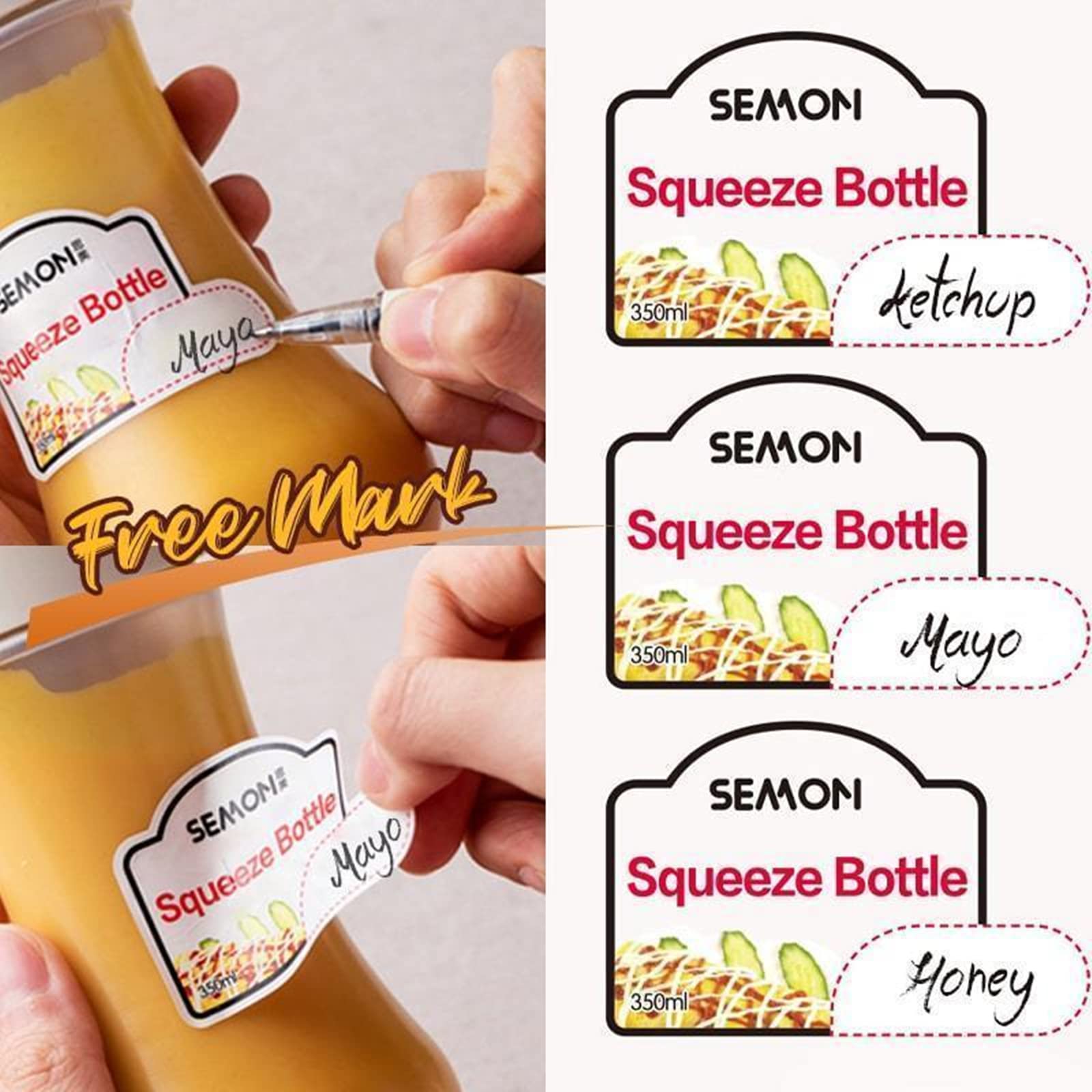 TOKLYUIE Condiment Squeeze Spray Bottles, 3 Pcs Measurable Condiment Squeeze Bottles, 350ml with Dust-proof Cover Porous Squeeze Sauce Bottle, Kitchen Ketchup Salad Bottle, Sauce Bottle (Multicolor)