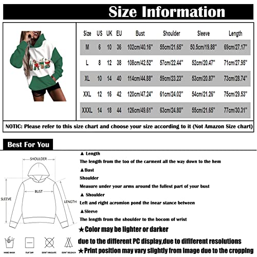 Womens Spring and Autumn Long Sleeve Sweatshirt Pullover Christmas Print Fashion Hoodies Loose Casual Tops
