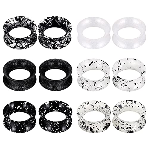 Stuppendux 6Pairs Soft Silicone Tunnels Set Ear Expander Tunnels Gauges Plugs Stretchers Double Flared Flesh Tunnels Ear Piercing Jewelry for Women Men 5/8" 16mm