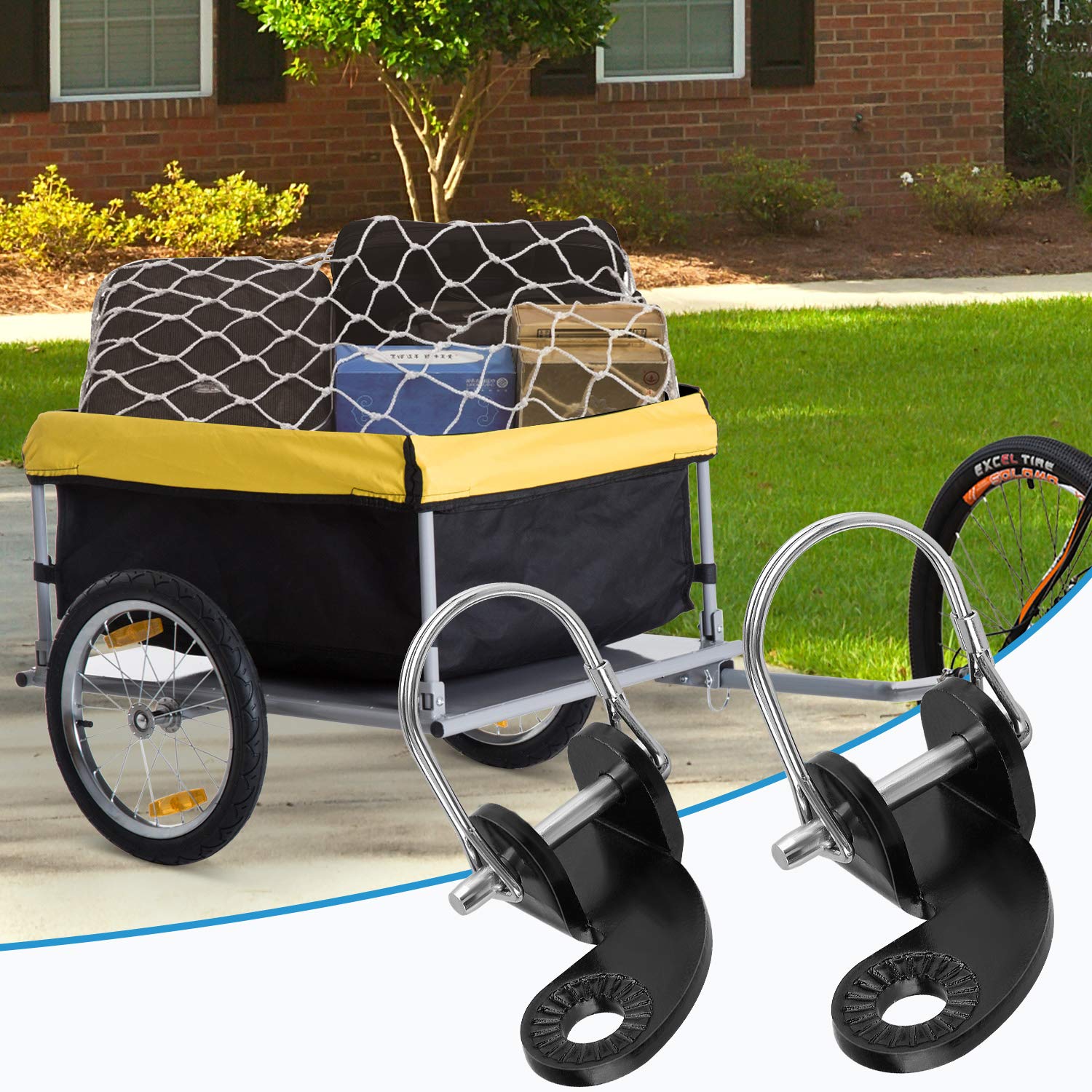QKURT Bike Trailer Coupler, 2 Pack Bicycle Steel Hitch Coupler Bike Trailer Coupler for Child, Pet, Cargo Bile Trailers