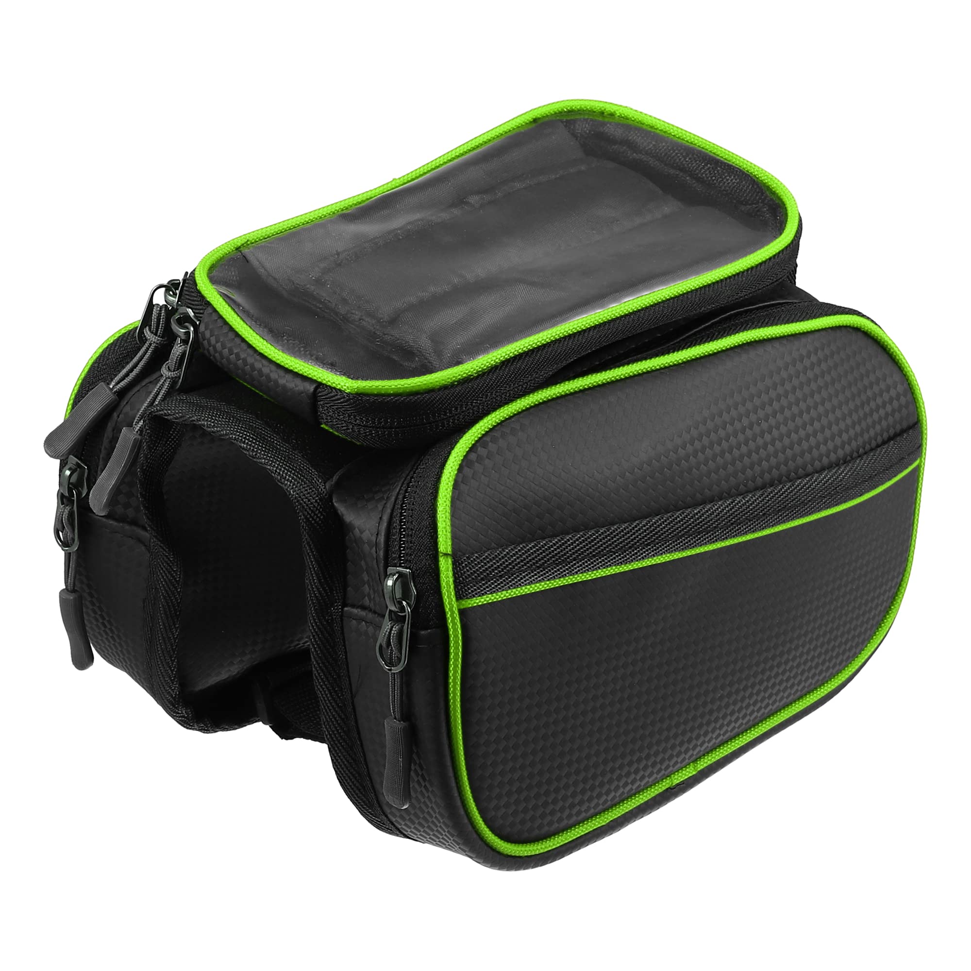 X AUTOHAUX Bike Front Frame Pouch Bag with 6.2-inch Touch Screen Phone Holder Waterproof Bicycle Storage Bag for Road Mountain Bikes Green
