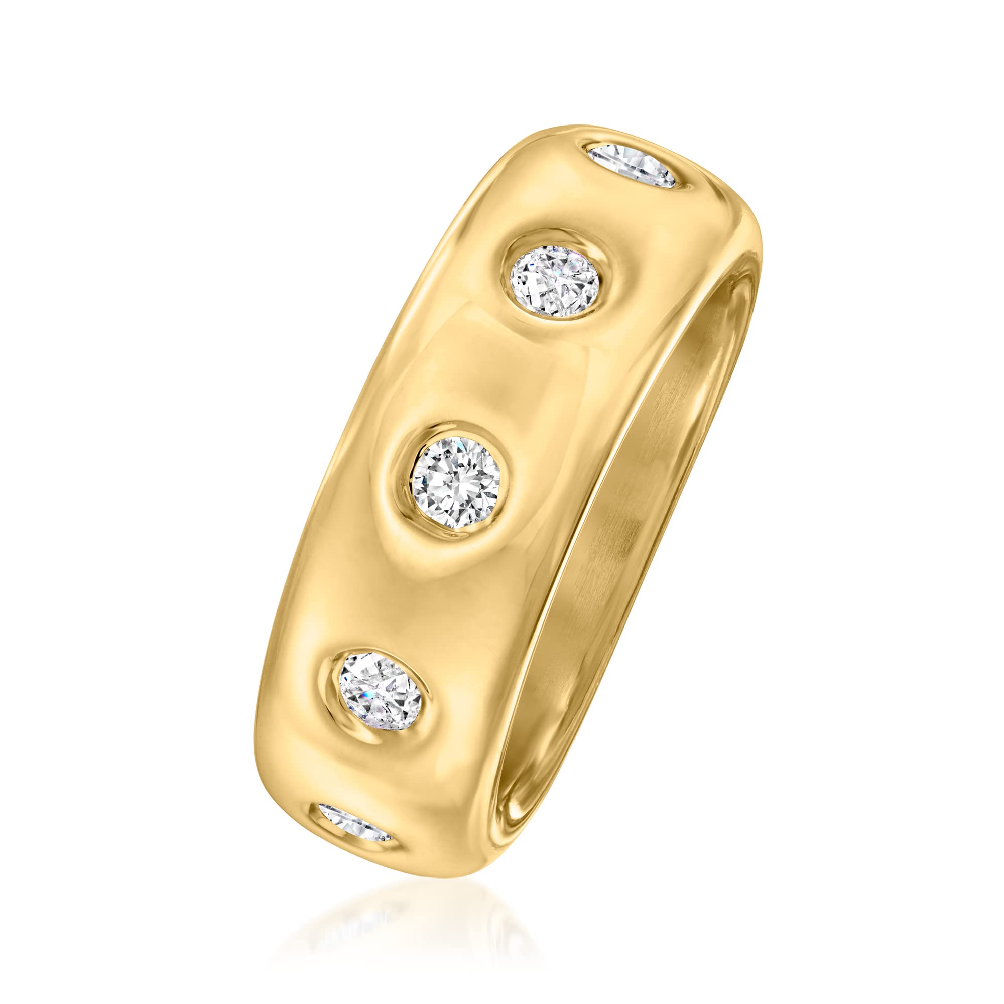 Ross-Simons Italian Andiamo 1.00 ct. t.w. CZ Ring in 14kt Yellow Gold Over Resin. Size 8