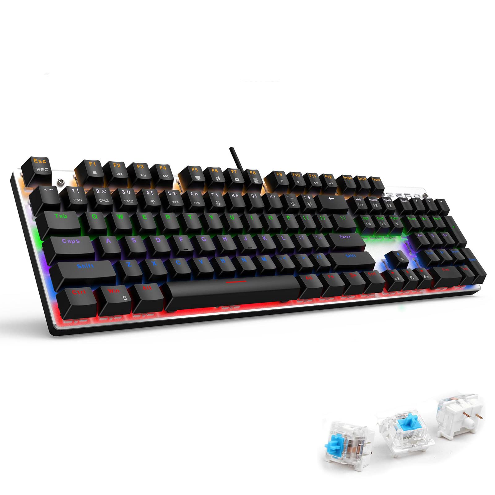 Yuisle 104-Key Gaming Mechanical Keyboards RGB Backlit USB Wired PC Gamer Keypad Blue/Black/Red Axis Waterproof 104-Key