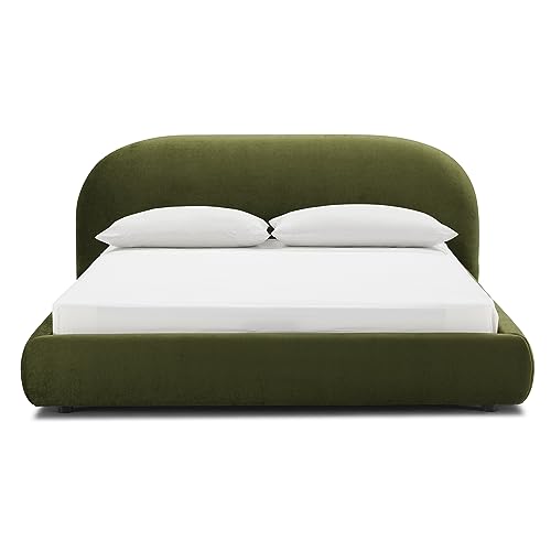 POLY & BARK Genoa King Size Bed in Distressed Green Velvet