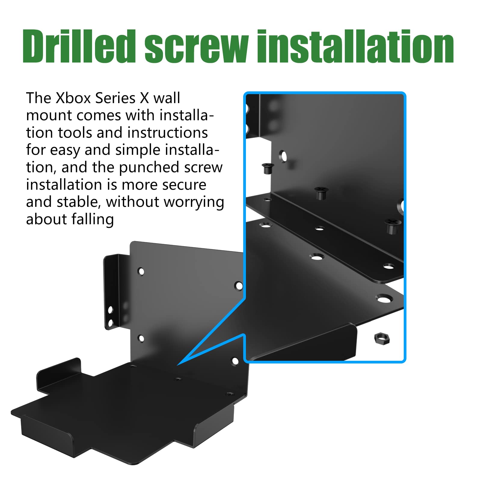 Xbox Series X Wall Mount, Xbox Series X Stand Wall Mount Accessories with Xbox Series X Headphone Holder - Xbox Series X Accessories - Black