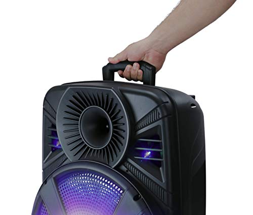 PBX-615SM Bluetooth Portable Party Speaker - 15β Woofers, 1.5β Tweeter, True Wireless Stereo, LED Party Lights, Microphone & Stand Included - DJ Speakers Bluetooth Wireless