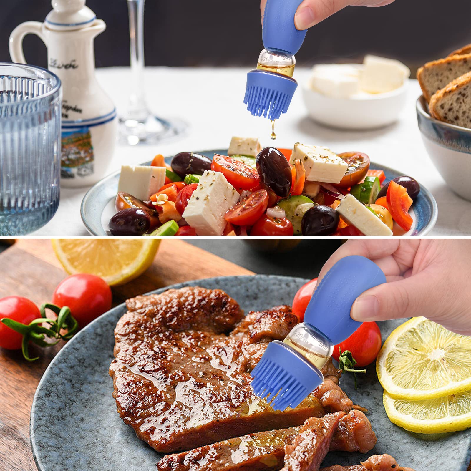 VENMATE Olive Oil Dispenser Bottle Silicone Dropper Measuring Oil Dispenser Bottle for Kitchen Cooking, Frying, Baking, BBQ Pancake, Air Fryer