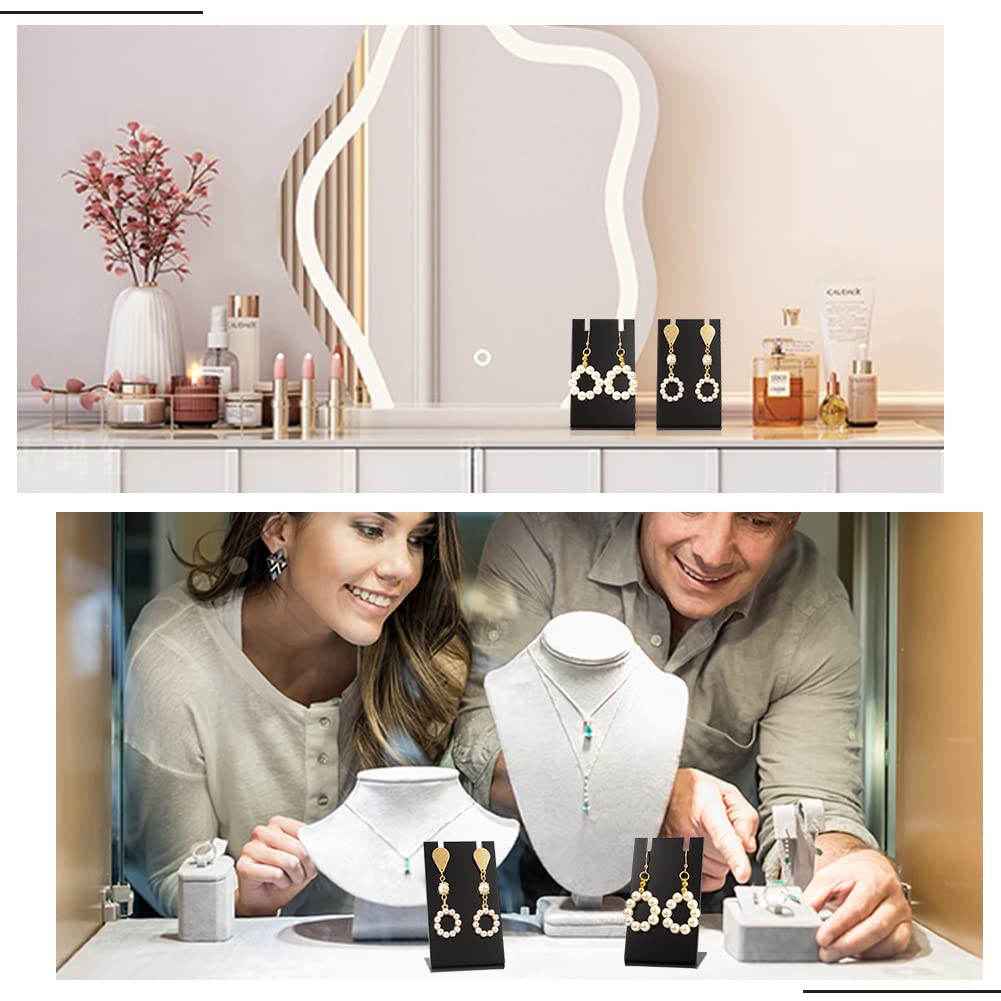 PH PandaHall 10pcs Acrylic Earring Holder Black Earring Display Stands L-shape Ear Organizer Dangling Earring Stands for Earring Necklace Jewelry Shows Retail Photography Props, 1.7x1.4x3 inch