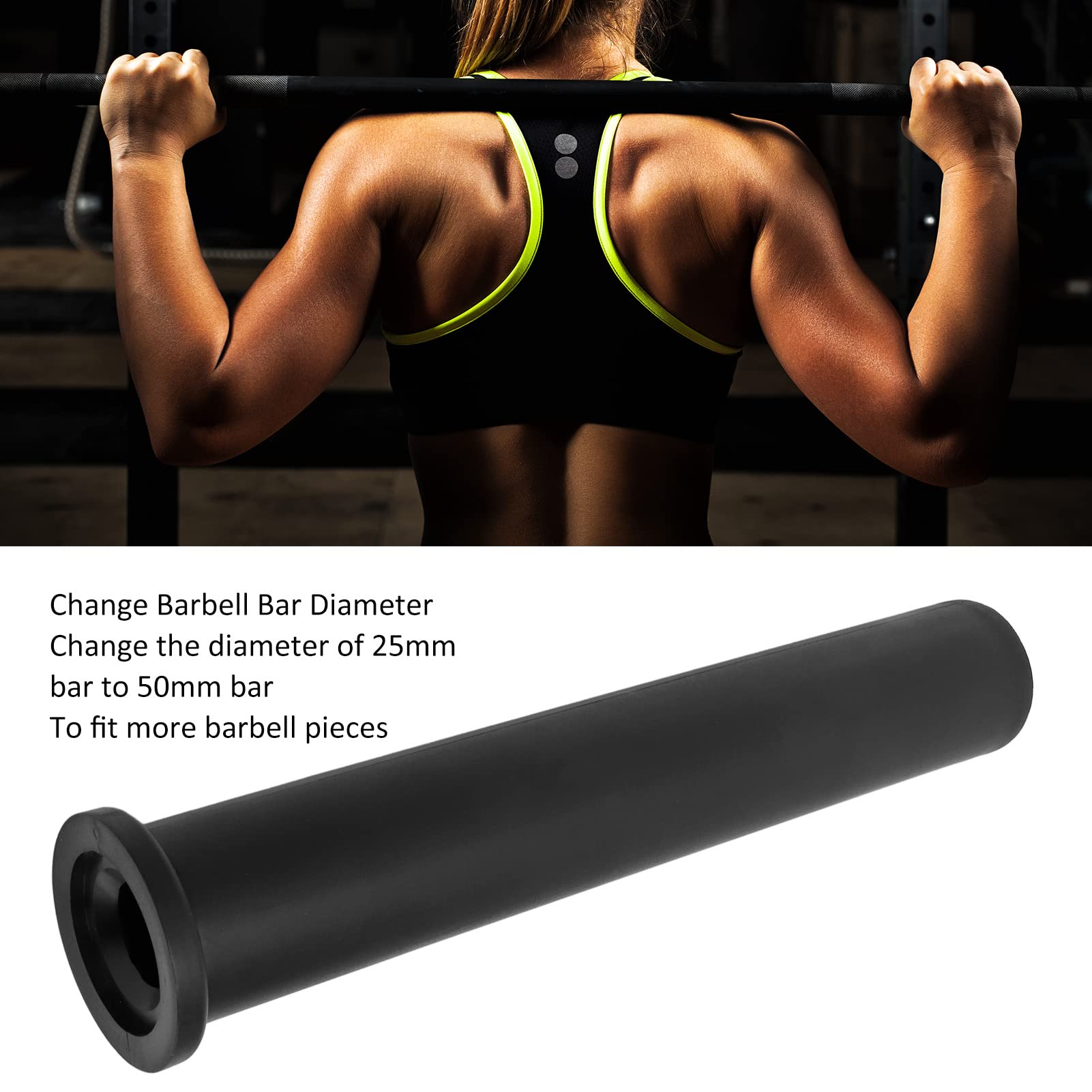 plplaaoo Olympic Adapter Sleeve,Olympic Weight Plate Posts,1.97in Black Nylon Olympic Adapter Sleeve Converts 0.98" Standard Weight Plate Postswith Hex Wrench