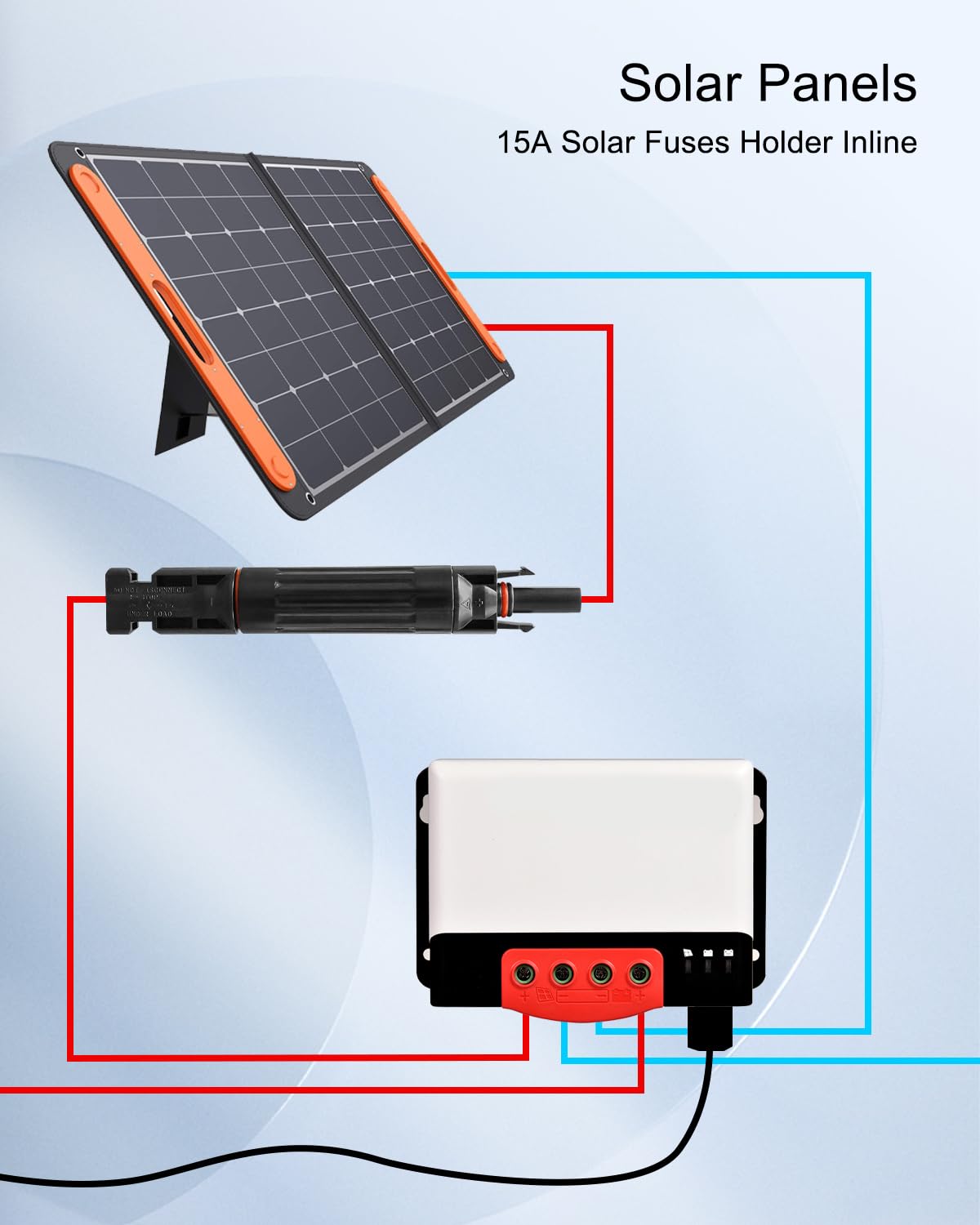 QNHEAY 15A Multi-Contact Solar Fuses Holder Inline, PV Inline Fuse Holders 15A for All Solar Connectors and Solar Panel, IP67 Waterproof Fuse Connector, Solar Surge Protection Device, 5 Pack