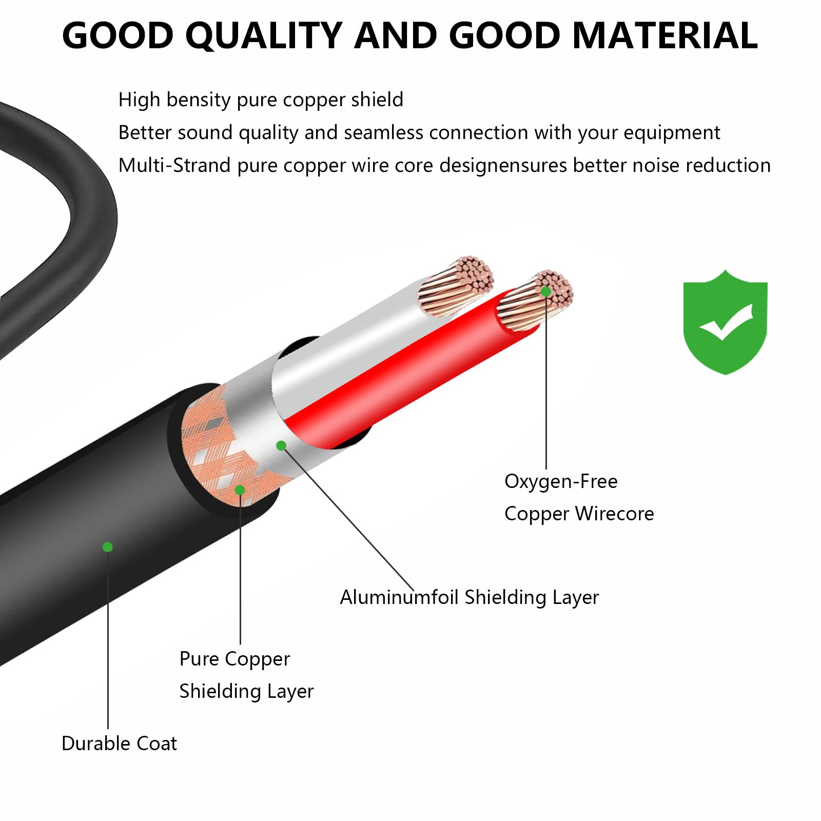 NewBEP USB Guitar Cable,Guitar Bass to PC USB Recording Cable Adapter Converter Connection Interface, USB to 6.35mm 1/4" Jack Computer Recording Lead Adaptor(2.8M/9.2FT)