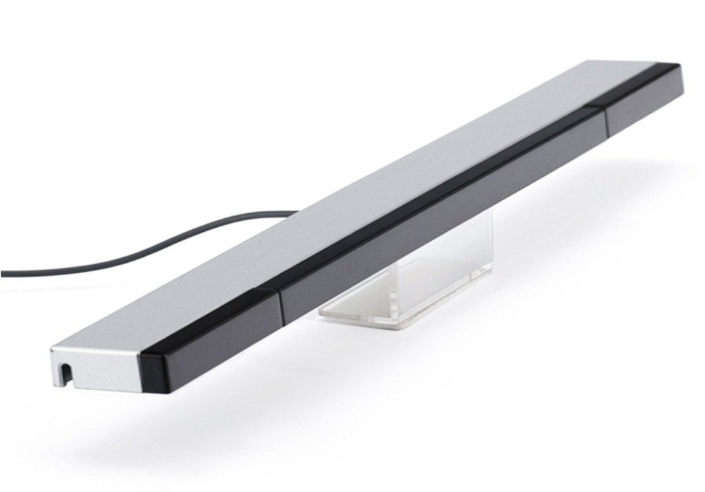 PERRIROCK Wired Infrared Ray Motion Sensor Bar for Nintendo Wii and Wii U Console (Black/Silver)