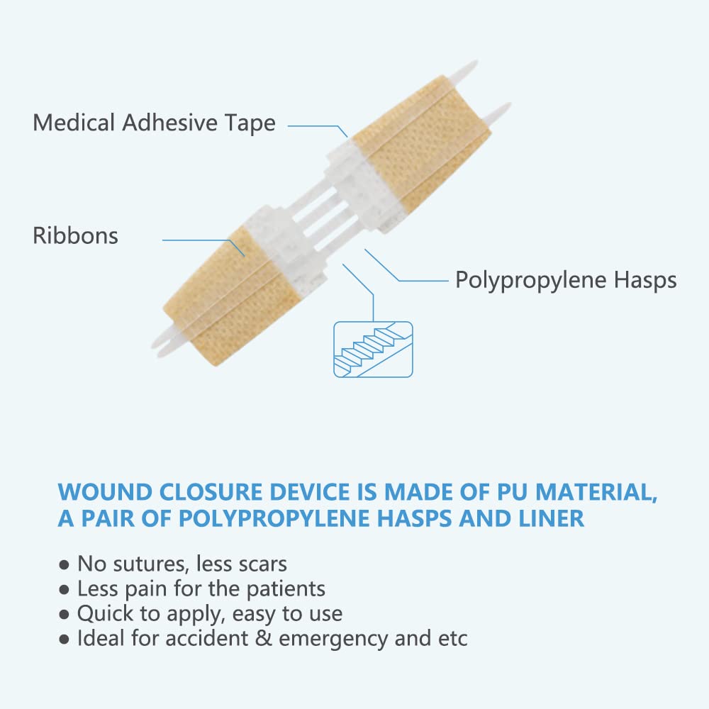 Zip Stitch Wound Closure Kit, Butterfly Bandages, Surgical Quality, Quick Clot for Easy Use, Emergency Laceration Closures, Suture-Free Surgical Repairment, First Aid Wound Care (Yellow, 2)