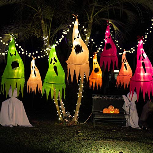 Shanyuna Halloween String Lights Outdoor Lights Battery Powered - 22FT 8LED Ghost Skull Light Up Your Home Patio Garden Indoor for Halloween Party Decorations Decor